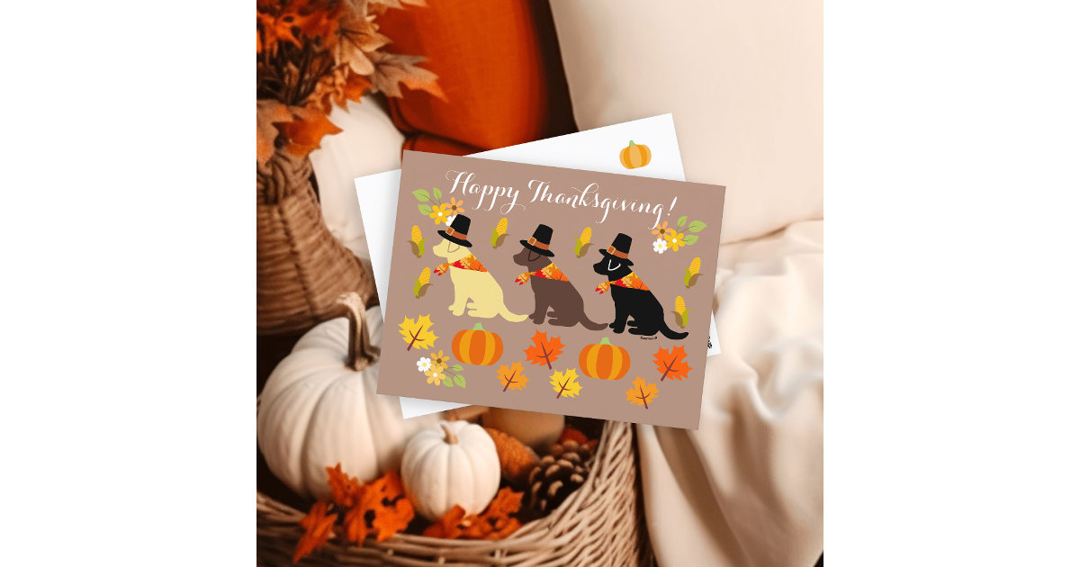 Happy Thanksgiving Labrador Silhouette Postcard | Zazzle