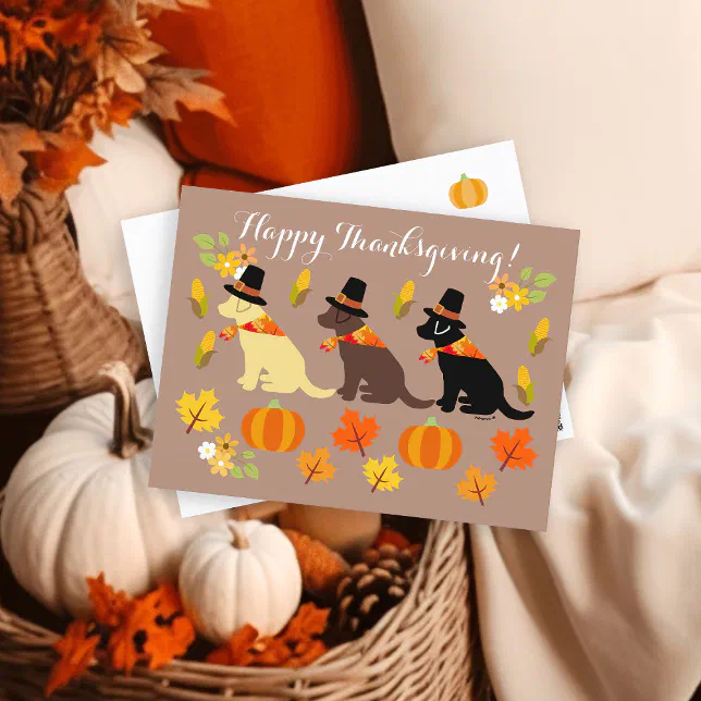 Happy Thanksgiving Labrador Silhouette Postcard | Zazzle