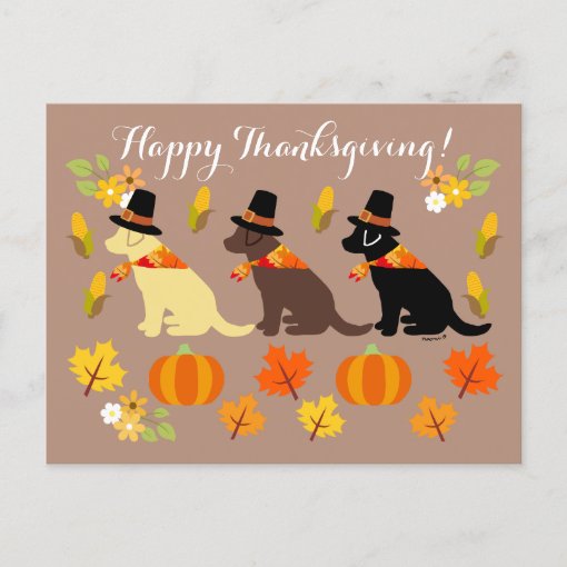 Happy Thanksgiving Labrador Silhouette Postcard | Zazzle