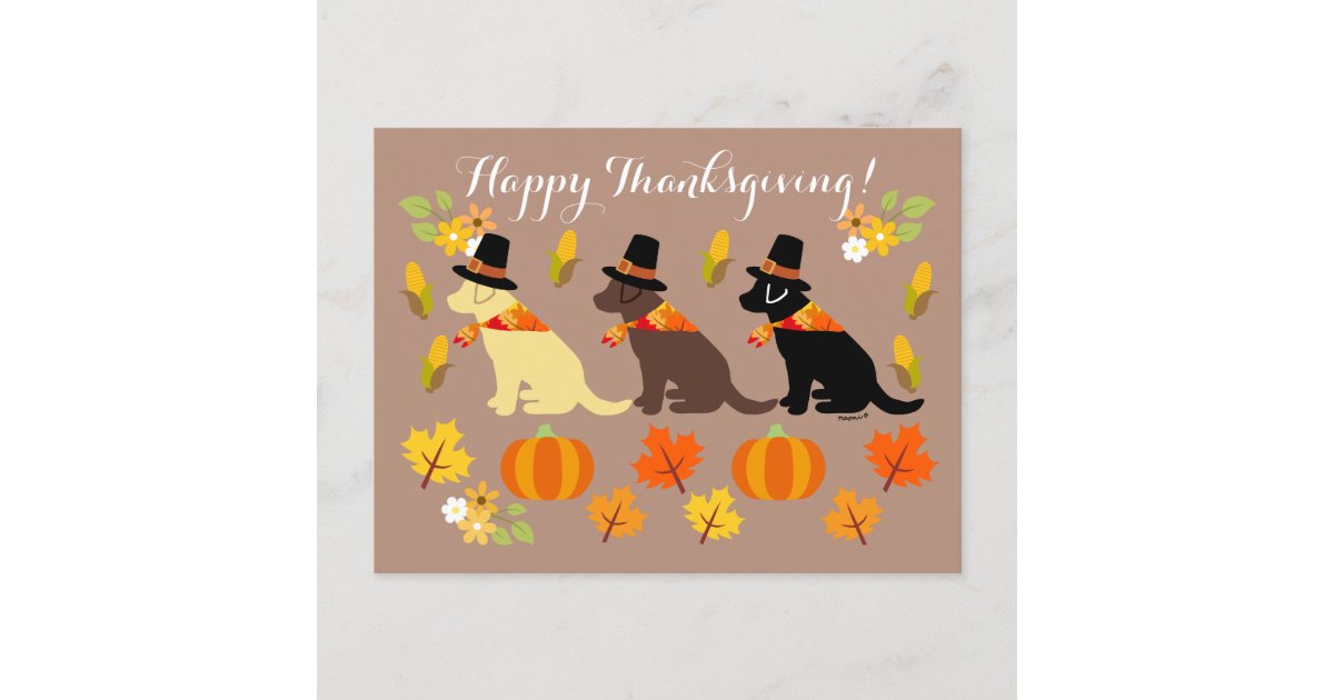 Happy Thanksgiving Labrador Silhouette Postcard | Zazzle
