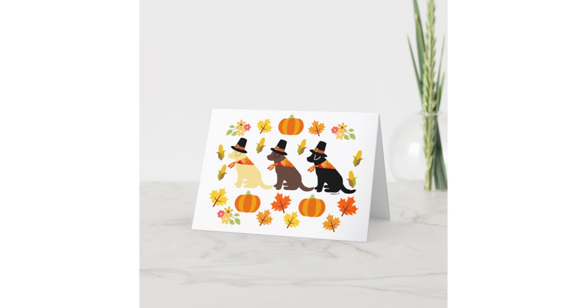 Happy Thanksgiving Labrador Silhouette White Card | Zazzle