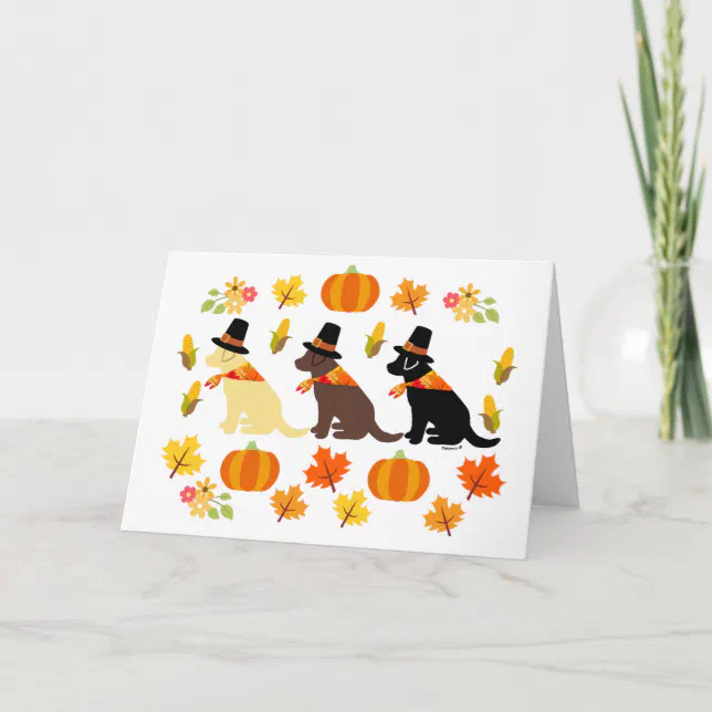 Happy Thanksgiving Labrador Silhouette White Card | Zazzle