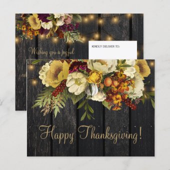Happy Thanksgiving modern rustic wood Thanksgiving Holiday Postcard ...