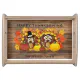 Happy Thanksgiving Owl Turkey Pilgrims on Wood Serving Tray | Zazzle