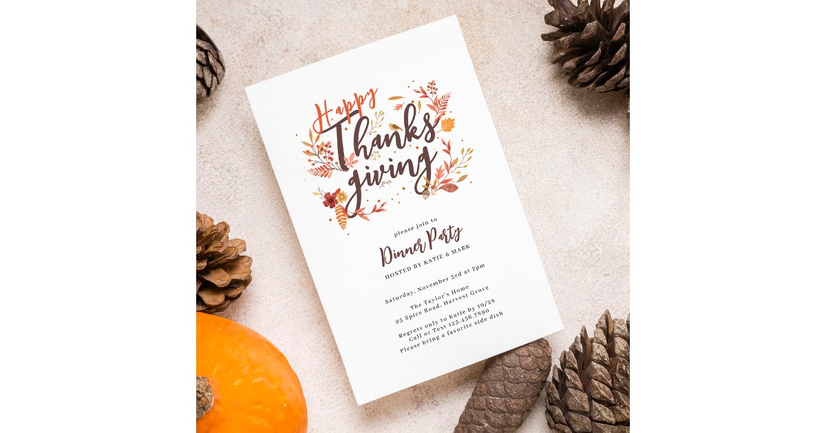 Happy Thanksgiving Party Invitation | Zazzle