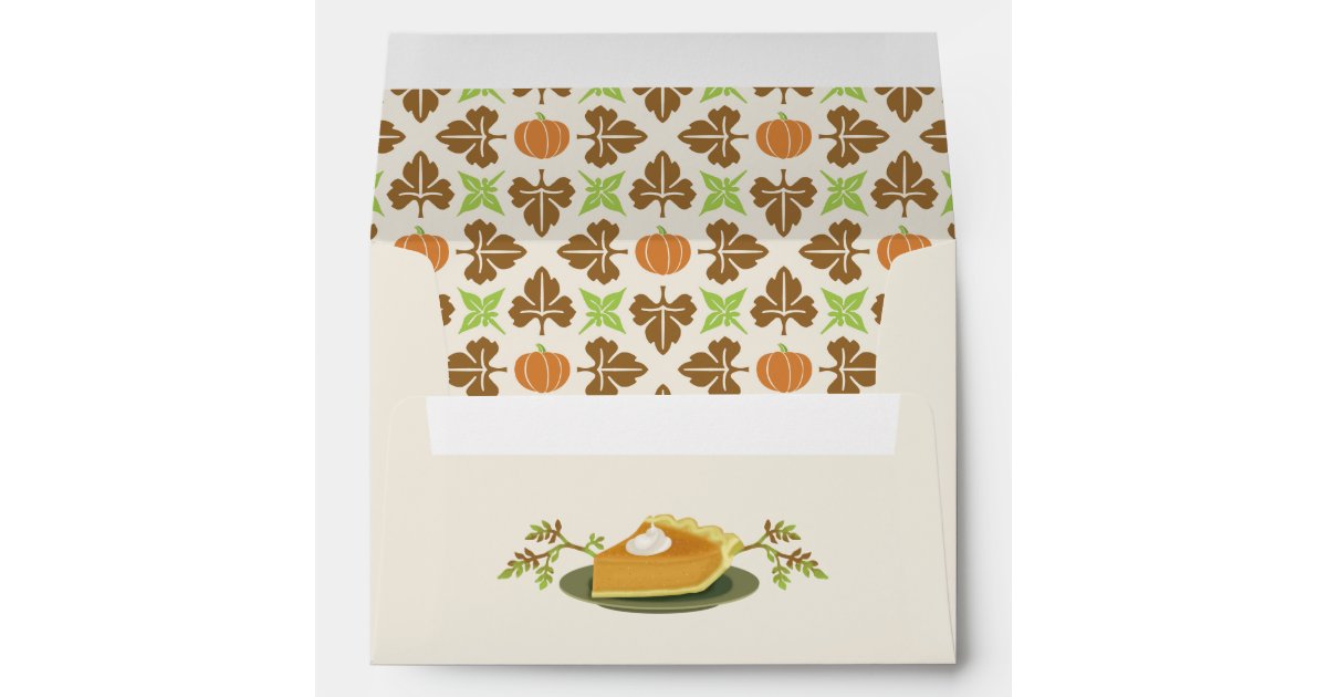 Happy Thanksgiving Party Pumpkin Pie Leaf Pattern Envelope | Zazzle