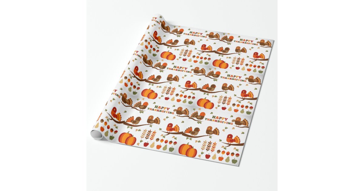 Happy Thanksgiving Pattern Wrapping Paper | Zazzle