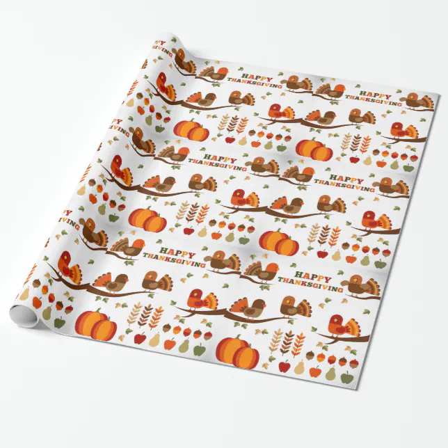 Happy Thanksgiving Pattern Wrapping Paper | Zazzle