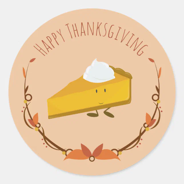 Happy Thanksgiving Pie Slice | Sticker | Zazzle