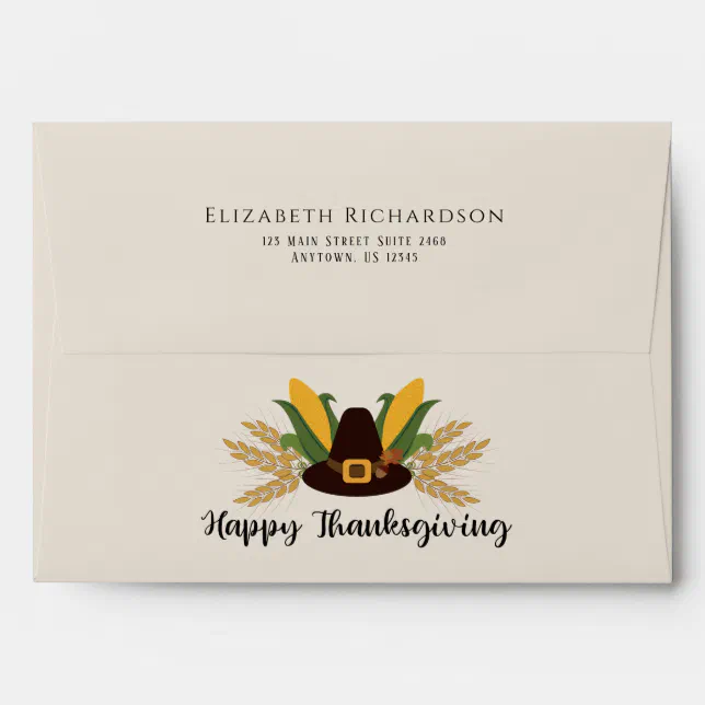 Happy Thanksgiving Pilgrim Hat Envelopes | Zazzle