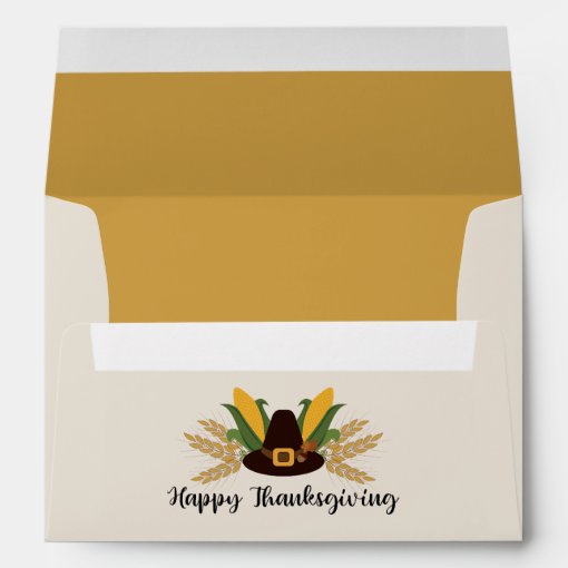 Happy Thanksgiving Pilgrim Hat Envelopes | Zazzle