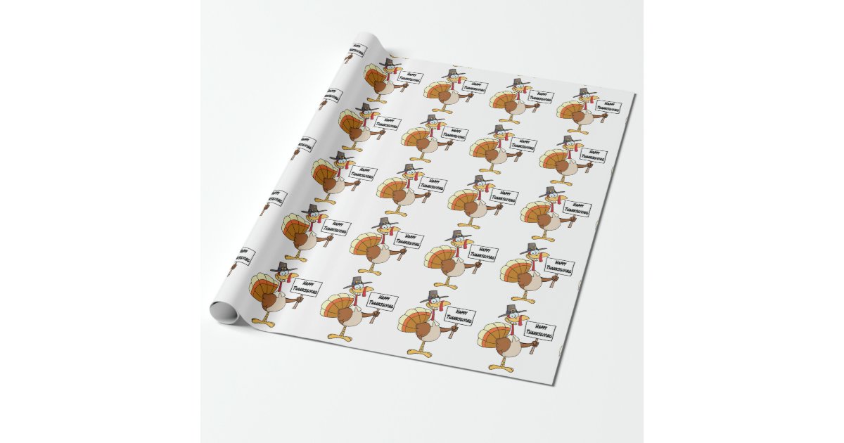 Happy Thanksgiving Pilgrim Turkey Wrapping Paper | Zazzle