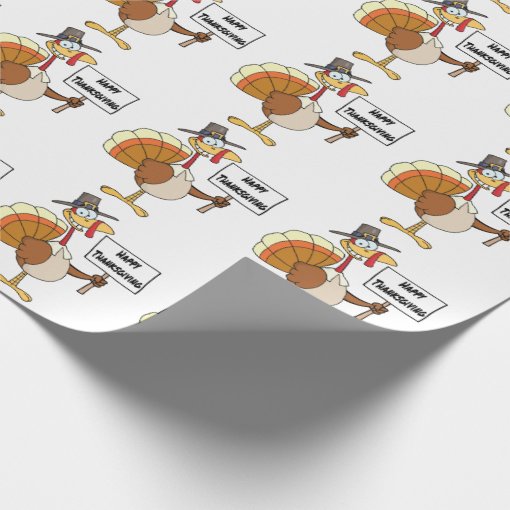 Happy Thanksgiving Pilgrim Turkey Wrapping Paper | Zazzle