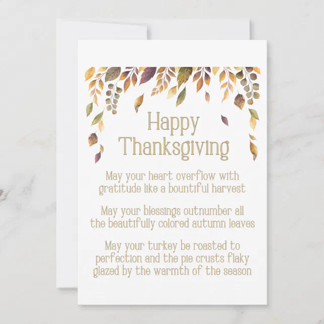 Happy Thanksgiving Poem Holiday Card | Zazzle