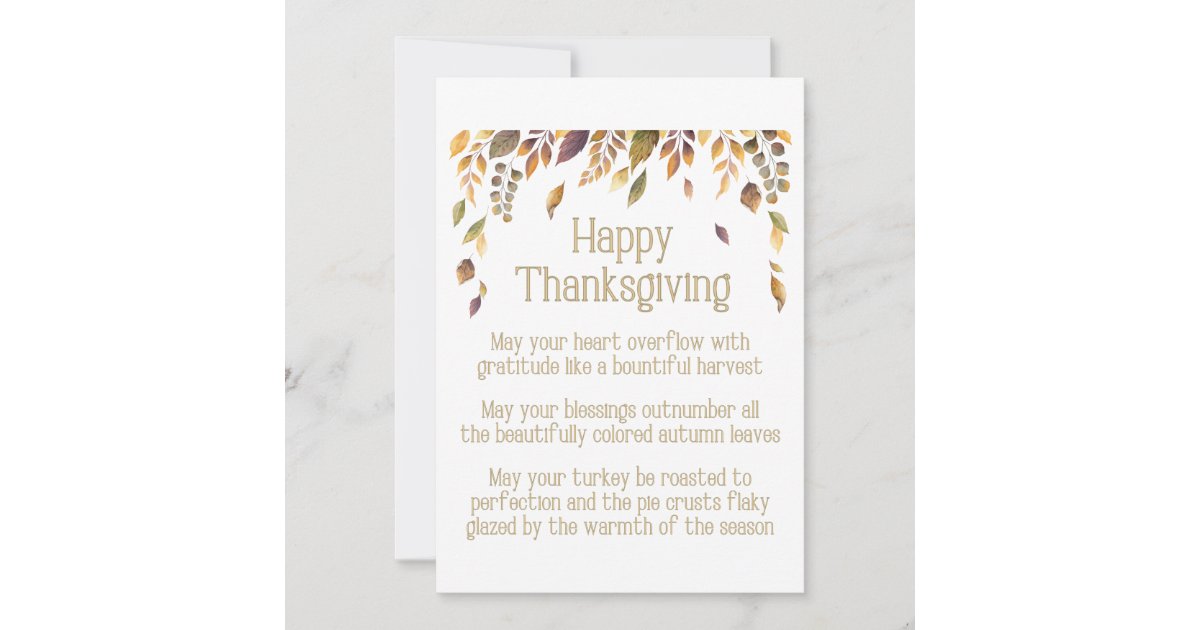 Happy Thanksgiving Poem Holiday Card | Zazzle