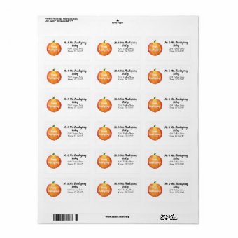 Happy Thanksgiving Pumpkin Return Address Label | Zazzle