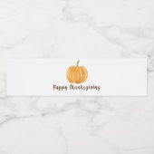 Happy Thanksgiving | Pumpkin | Water Bottle Label | Zazzle