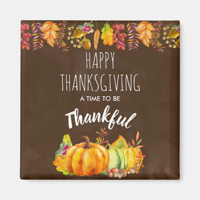 Happy Thanksgiving Pumpkins and Autumn Foliage Magnet | Zazzle