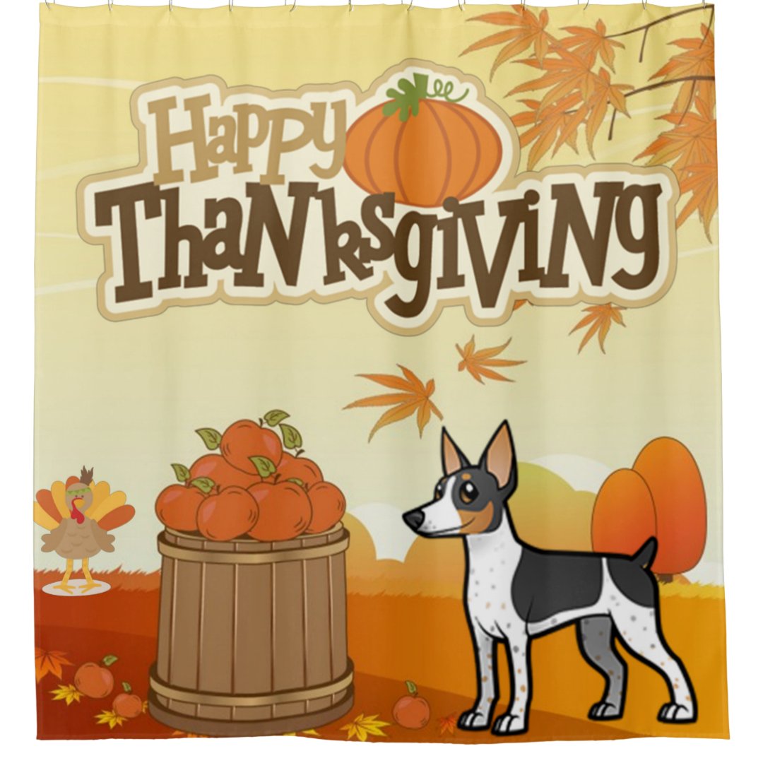 Happy Thanksgiving Rat Terrier Shower Curtain | Zazzle