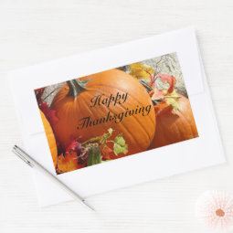 Happy Thanksgiving Rectangle Pumpkin Stickers | Zazzle