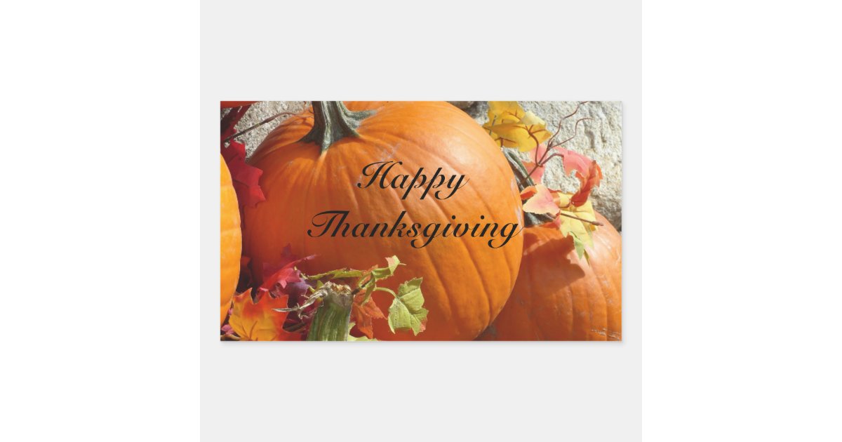 Happy Thanksgiving Rectangle Pumpkin Stickers | Zazzle