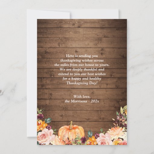 Happy Thanksgiving Rustic Autumn Floral Photo Card | Zazzle