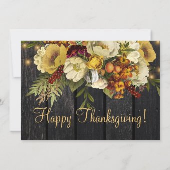 Happy Thanksgiving rustic barn wood Thanksgiving Holiday Card | Zazzle