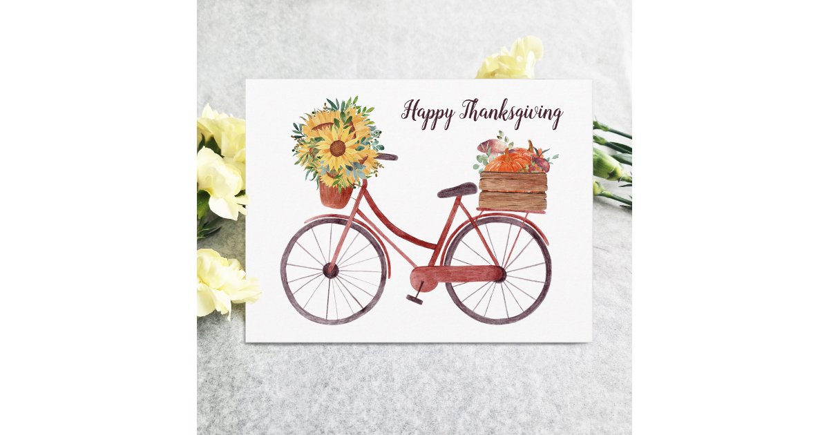 Happy Thanksgiving Rustic Bicycle Postcard | Zazzle