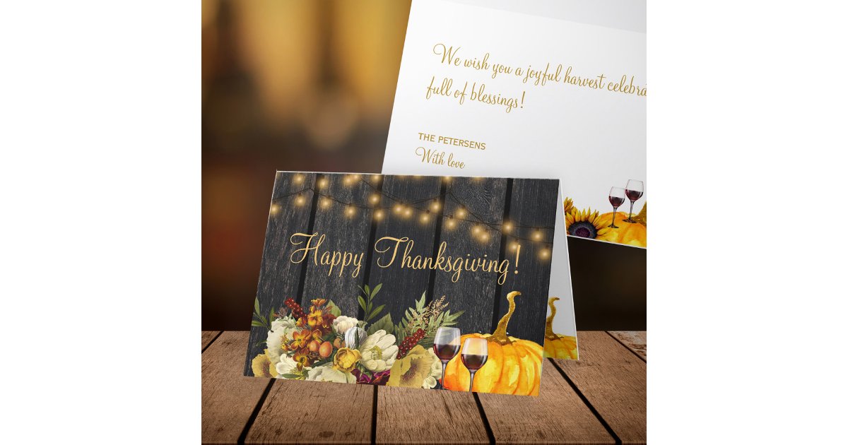 Happy Thanksgiving rustic harvest Thanksgiving Holiday Card | Zazzle