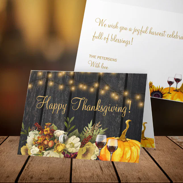 Happy Thanksgiving rustic harvest Thanksgiving Holiday Card | Zazzle