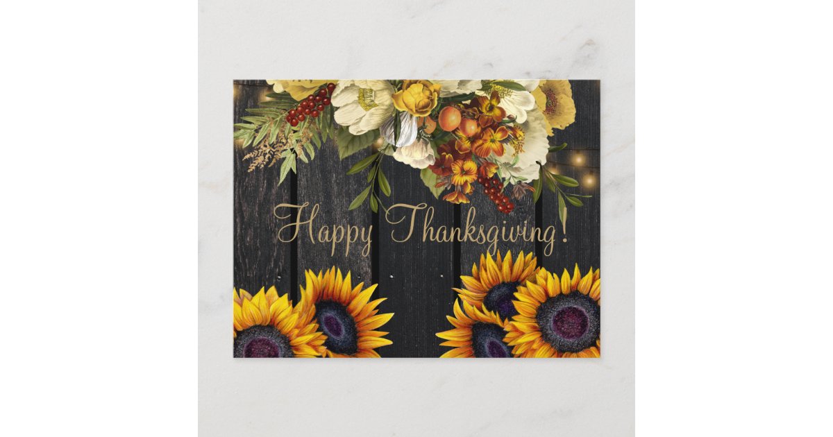 Happy Thanksgiving rustic harvest Thanksgiving Holiday Postcard | Zazzle