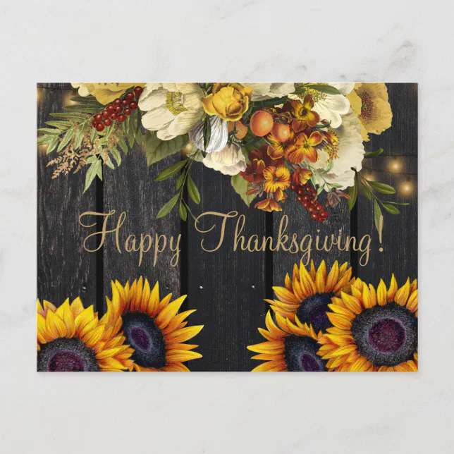 Happy Thanksgiving rustic harvest Thanksgiving Holiday Postcard | Zazzle