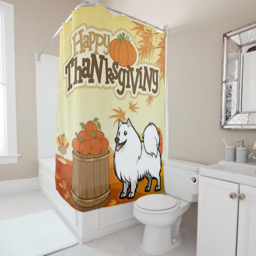 Happy Thanksgiving Samoyed Shower Curtain | Zazzle