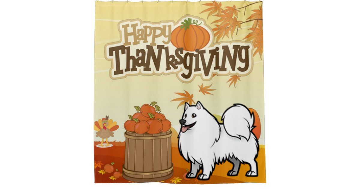 Happy Thanksgiving Samoyed Shower Curtain | Zazzle