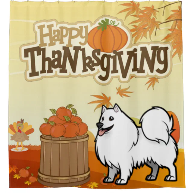 Happy Thanksgiving Samoyed Shower Curtain | Zazzle