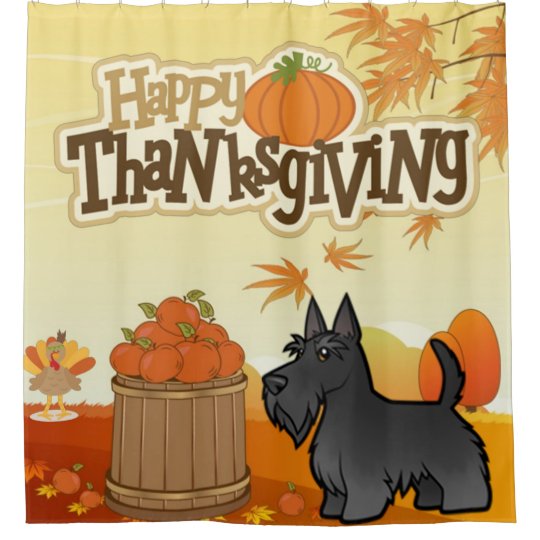 Happy Thanksgiving Scottish Terrier Shower Curtain | Zazzle.com