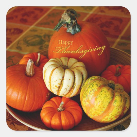Happy Thanksgiving Square Sticker | Zazzle.com