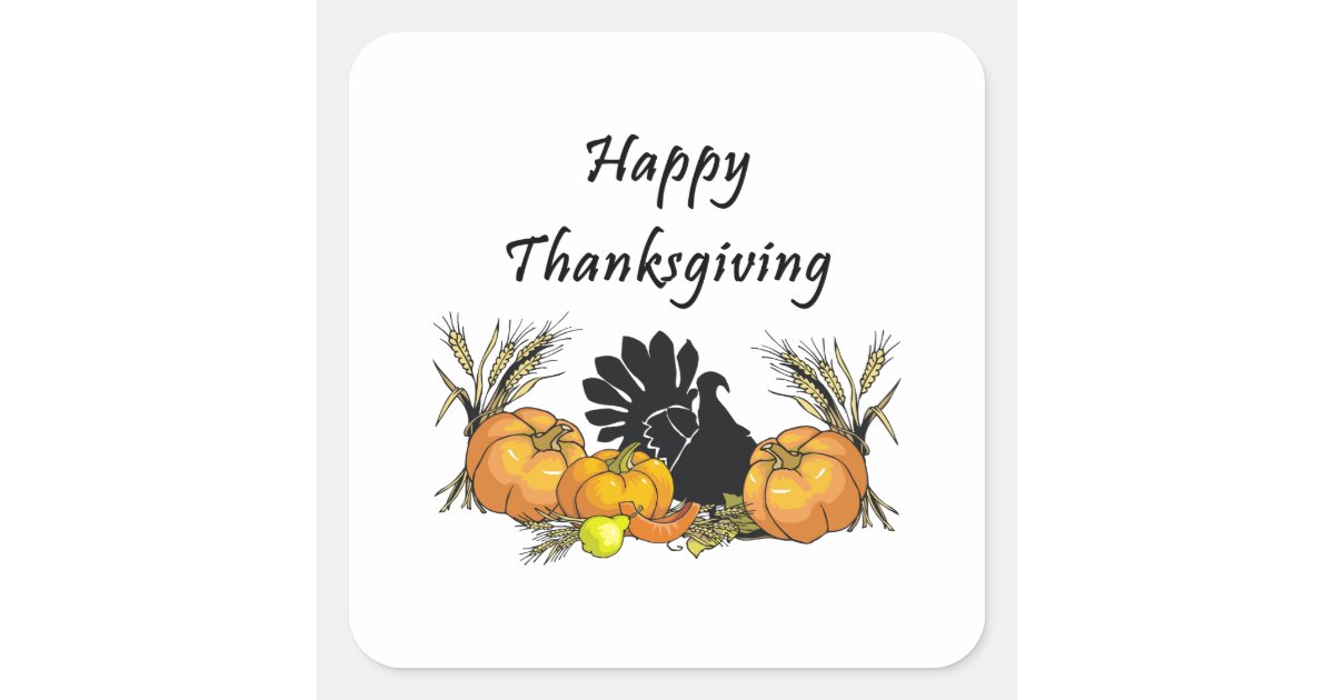 Happy Thanksgiving Square Sticker | Zazzle