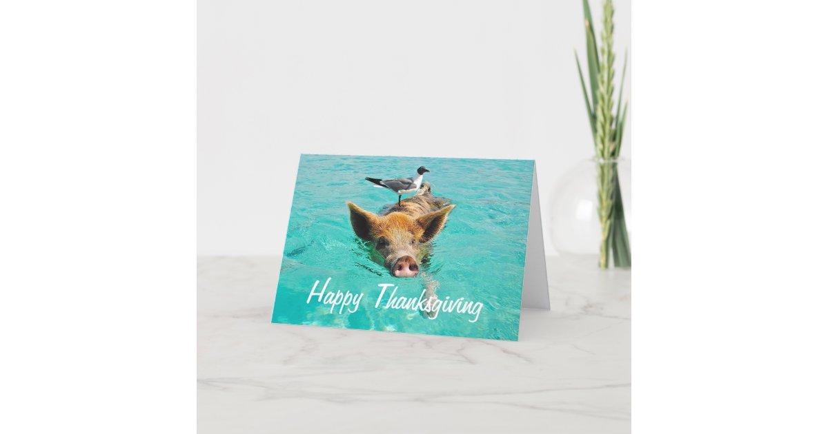 Happy Thanksgiving the Pig Holiday Card | Zazzle