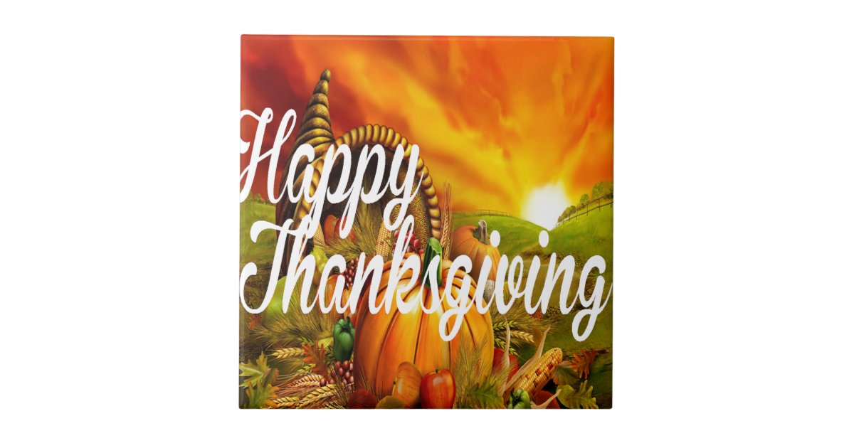Happy Thanksgiving Tile | Zazzle
