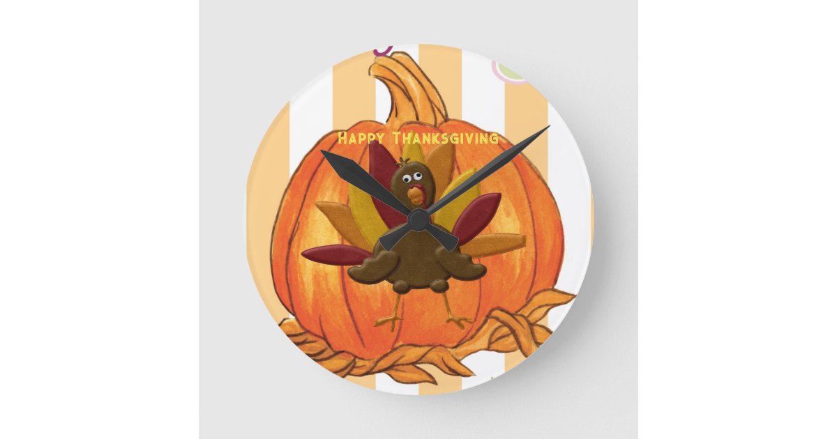 Happy Thanksgiving Time Clock | Zazzle