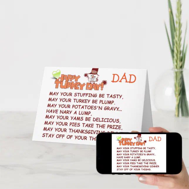 HAPPY "THANKSGIVING" TO MY """"DAD""" HOLIDAY CARD | Zazzle