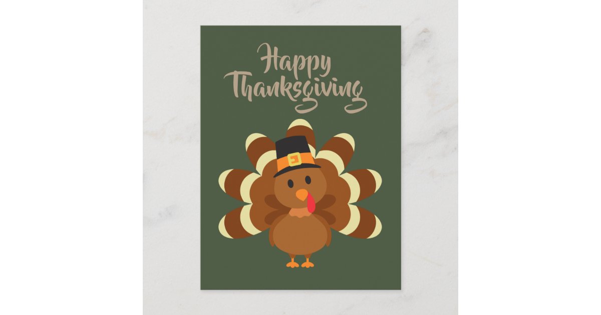 Happy Thanksgiving turkey add greeting postcard | Zazzle