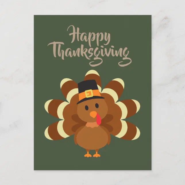 Happy Thanksgiving turkey add greeting postcard | Zazzle