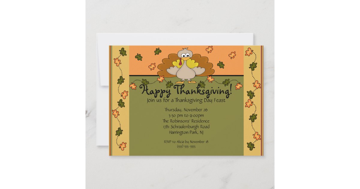 Happy Thanksgiving Turkey Dinner Invitation | Zazzle
