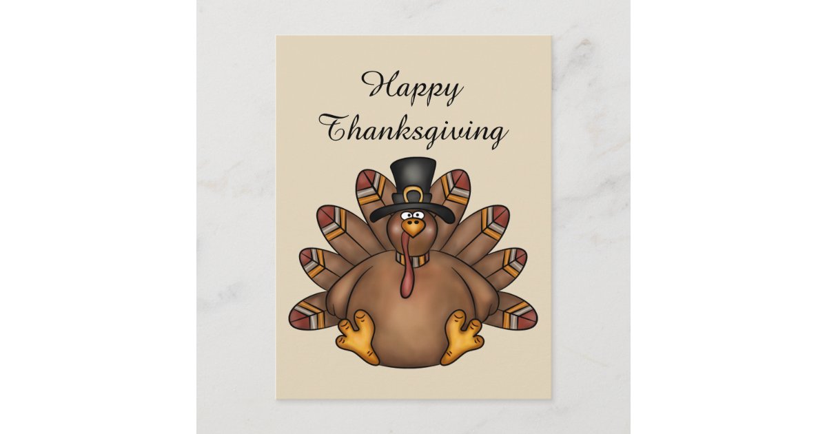 Happy Thanksgiving turkey Holiday postcard | Zazzle