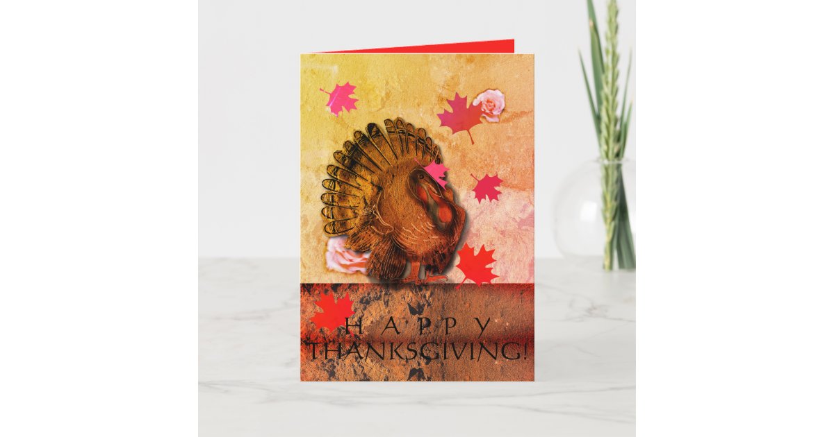 "Happy Thanksgiving" Turkey Note Card | Zazzle