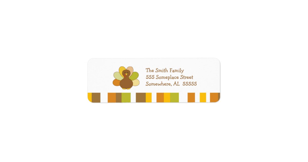 Happy Thanksgiving Turkey Return Address Label | Zazzle