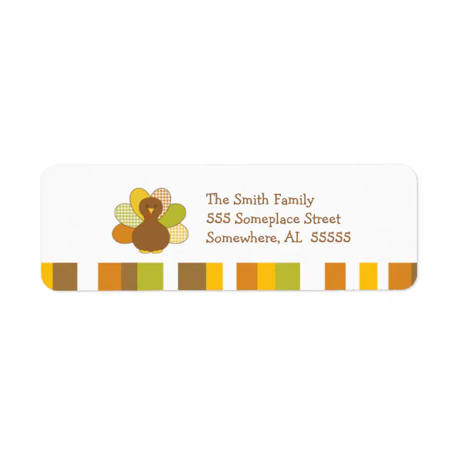 Happy Thanksgiving Turkey Return Address Label | Zazzle