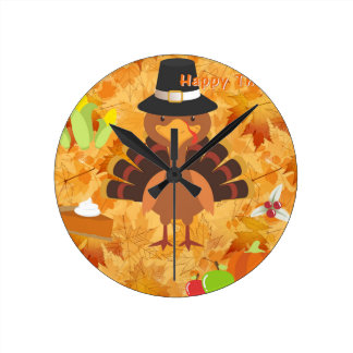 Thanksgiving Funny Wall Clocks | Zazzle